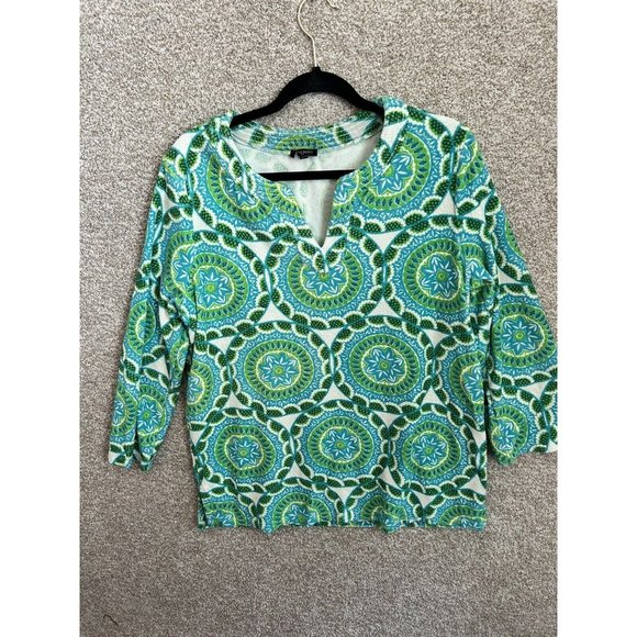 Talbots | Tops | Talbots Kelly Green Medallion Print Terry Cloth Tunic ...